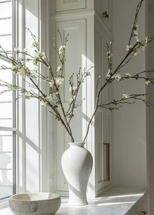 Tall Blossom Branch in Cream | Faux Flower Branches at Afloral.com